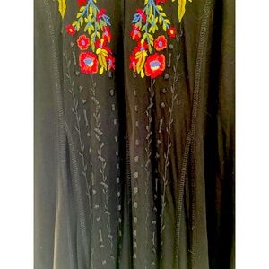 Caite | Dresses | Caite Black With Colorful Embroidered Flowers ...
